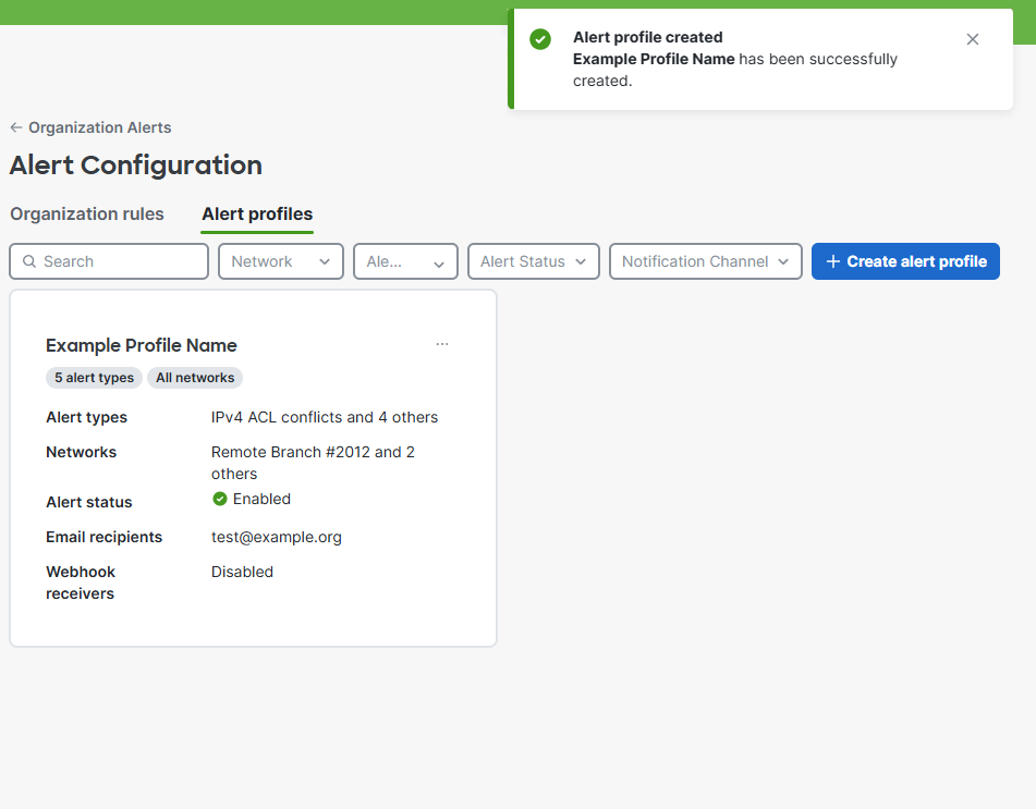 Organization Alerts And Notifications Configuration Cisco Meraki