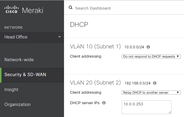 Configuring DHCP Relay - Cisco Meraki Documentation Configuring DHCP Relay - Cisco Meraki Documentation